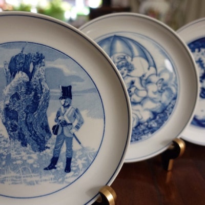 Vintage, Gustavsberg prunus Nine 9 Saucers 12 Cm/5/designed by Stig ...