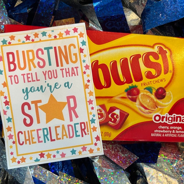 Cheer Star Printable Gift Tags, Bursting to Tell You're A Star Good ...