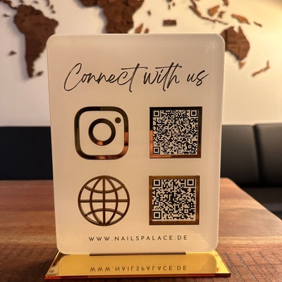 Double QR Code Business Instagram Facebook Social Media Sign Salon Sign ...