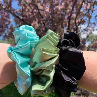 Set of 3 Large Satin Hair Scrunchies Scrunchie Sets Satin Scrunchies XL ...