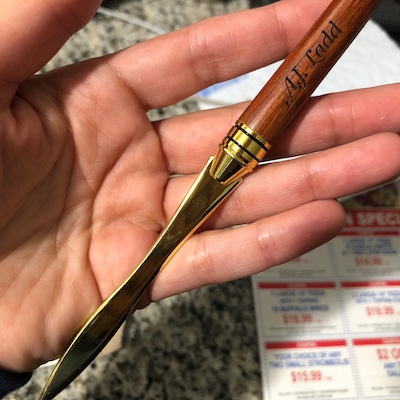 Deluxe Personalized Letter Opener, Engraved Wood and Brass Letter ...