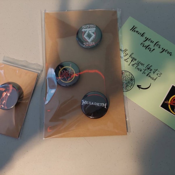 80’s Heavy Metal Music Pins, Buttons, Badges, Alternative, Punk, Custom ...