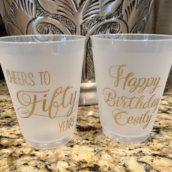 50th Birthday Cup, 50th Birthday Party, Cheers to 50 Years, Frosted ...