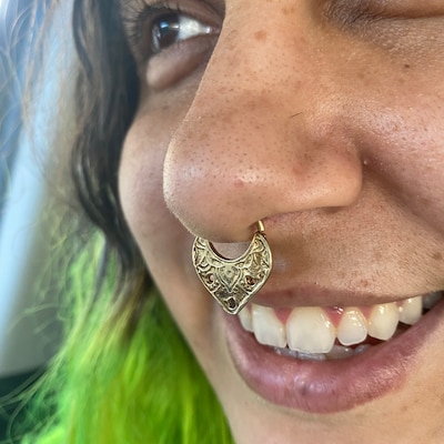 Ornate Septum Ring, Tribal Septum Hoop, Sterling Silver Septum Piercing ...