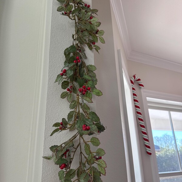 Christmas Holly Berry Garland | Christmas Holly Garland | Red and Green ...