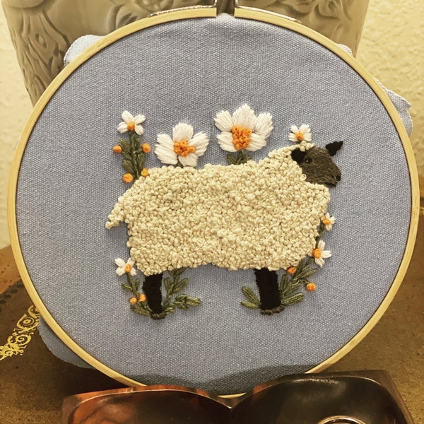 Pdf Pattern + Video Tutorial "sheep" 15 Cm (6 Inch) Hand Embroidery ...