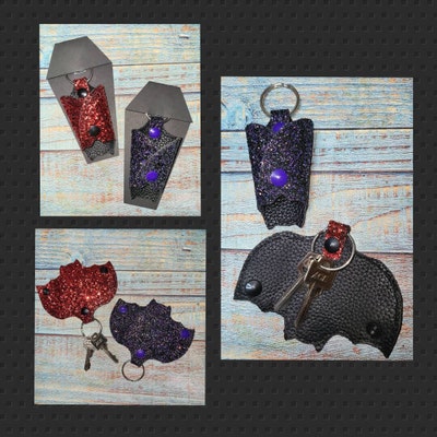 Goth Bat Wing Keychain SVG Mans Bat Key Cover Template Key Wrap Bag Tag ...