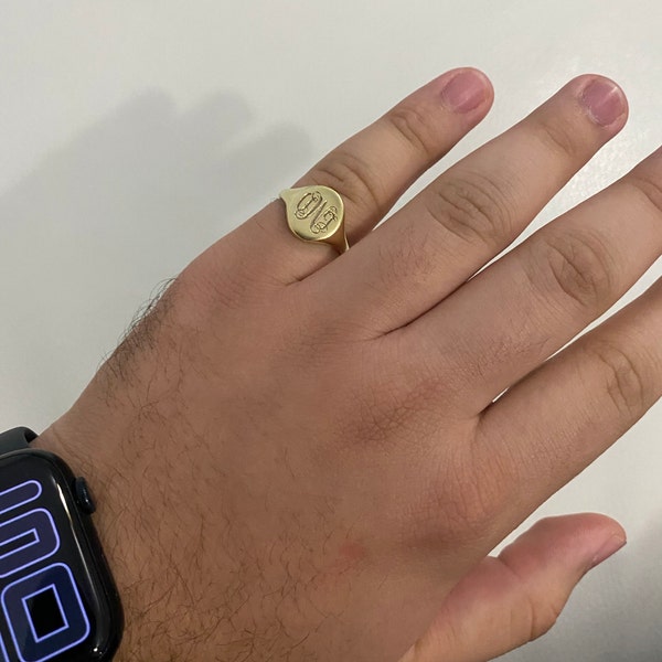 14k Gold Initial Signet Ring,personalized Monogram Ring,engraved Signet Ring,custom Initial Ring ...