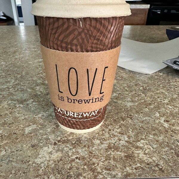 Natural Brown or White Kraft Coffee Sleeves - Love is Brewing - FREE U ...