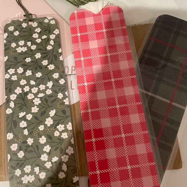 Laminated Bookmarks- Double-sided Floral Designs in Green, Blue, and ...