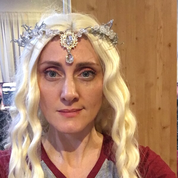Silver Halo Crown Headpiece, Silver Elven Diadem, Elvish Flower Crown ...