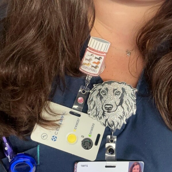 Vet Tech Badge Reel, Vet Badge Holder, Veterinary ID Badge, Dachshund ...