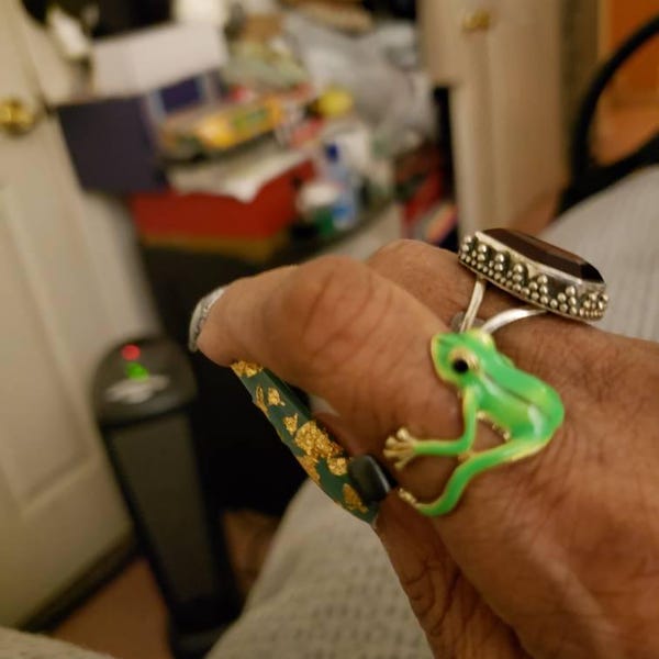 Frog Ring Adjustable | Best Friend Rings in Green or Blue With Gold ...
