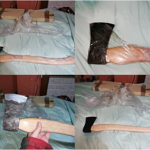 Hand-forged Viking Axe With Hammer Poll – Walnut Handle, Leather ...