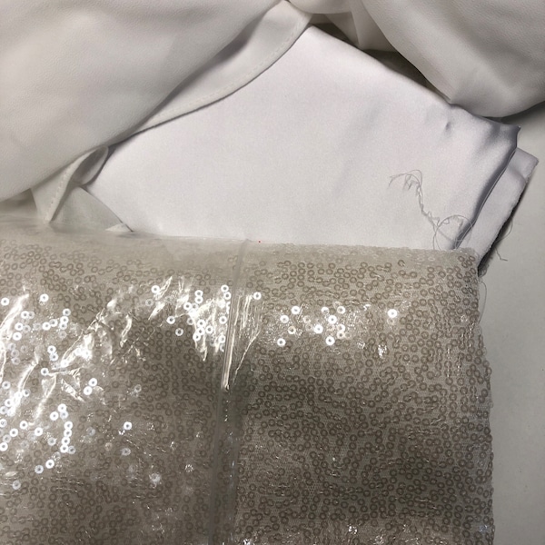 Sparkling Crystal Clear Sequins White Mesh Lace Fabric for Evening Gown ...
