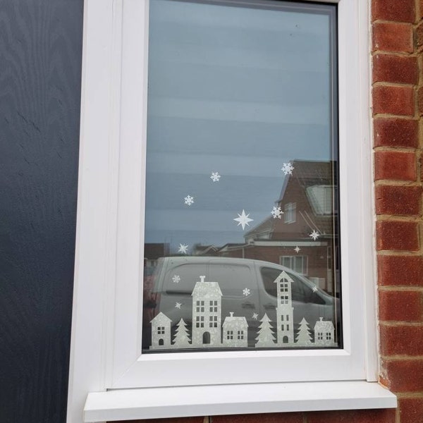 Christmas Reusable Window Stickers | Static Cling, Winter Window Décor ...