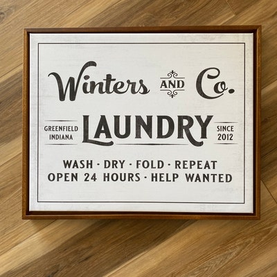 Personalize Laundry Sign, Farmhouse Laundry Room, Wash Dry Fold Repeat ...
