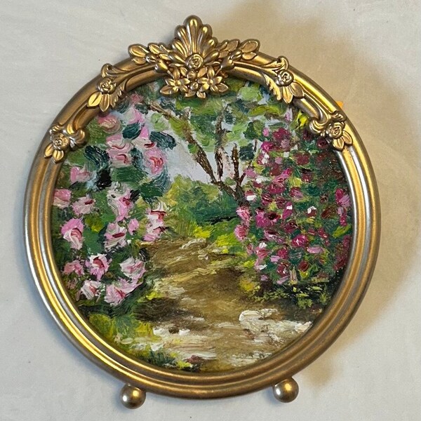 Miniature Original Oil Painting Still Life Fine Art Teacup Flowers ...