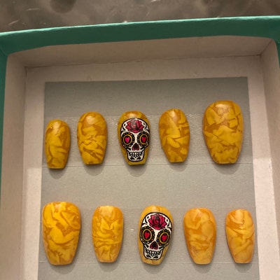 Firework Fallout Press on Nails New Years Nails Glitter Placement ...