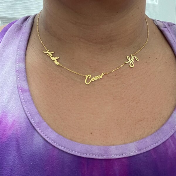 Multi-name Family Necklace, Multiple Nameplated Necklace, Personalized ...