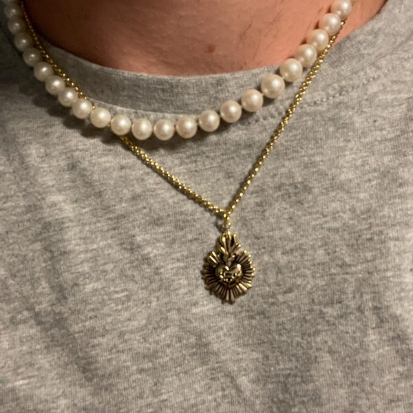 Gold Sacred Flaming Heart With Thorns Charm Necklace 14k Gold Filled ...