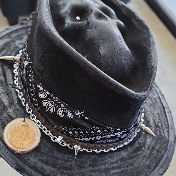 Vintage Rare Custom Open Crown Hat,high Bowler Western Cowboy ...