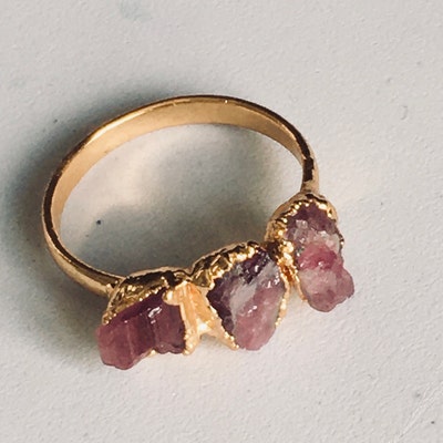 Natural Raw Ruby Gemstone Ring Electroformed Copper Ring Womens Ring Raw Stone Ring Birthstone ...