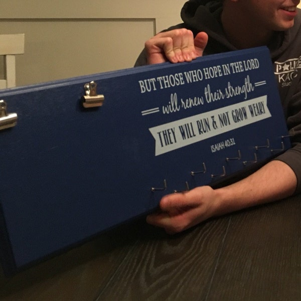 ISAIAH 40 31 Bible Verse Running MEDAL Holder HOOKS Rack and Race Bib ...