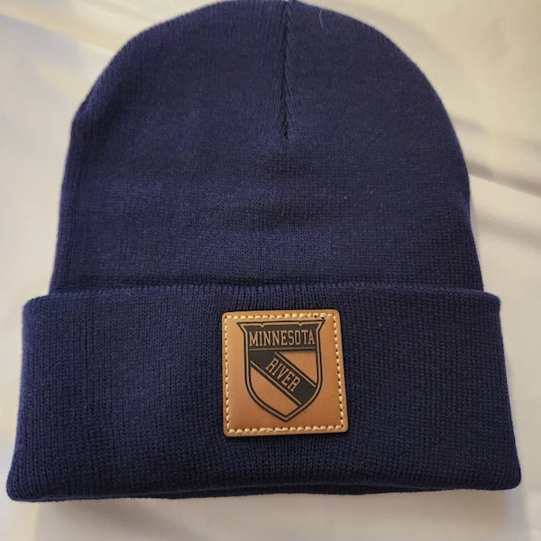 Custom Leather Patch Beanies | Personalized Beanie Hats With Custom Logo | Unisex Winter Hat ...