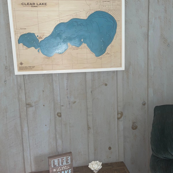 Lake House Decor, Custom Lake Map, Custom River Map, Nautical Decor ...