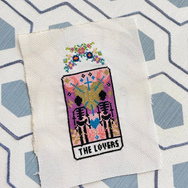 DIGITAL PATTERN the Lovers Tarot Card Modern Cross Stitch - Moon Stars ...