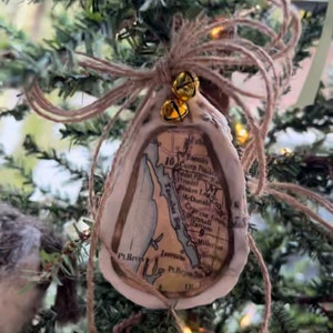 OUTER BANKS Map Oyster Shell Ornament Beach Vacation OBX Gifts Coastal ...