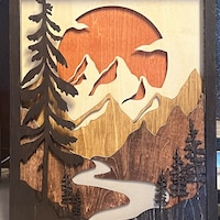 Layered Mountain Scene SVG Cut File for Laser Cutting and Cricut - Etsy ...