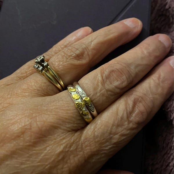 Single Nugget Ring Sterling Silver and Natural Alaskan Gold Nugget - Etsy