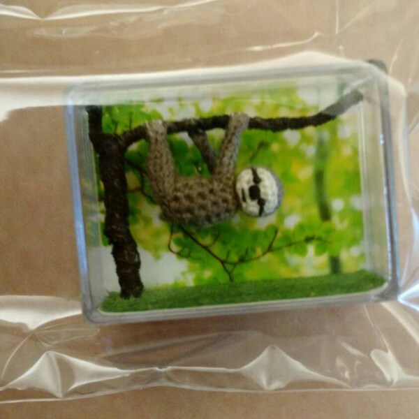 Miniature Grey Sloth Micro Crochet Dollhouse Amigurumi Animals Made to ...