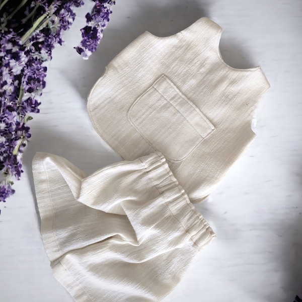 Baby Comfort Linen Set | Baby Vest With a Pocket + Comfort Linen Pants ...