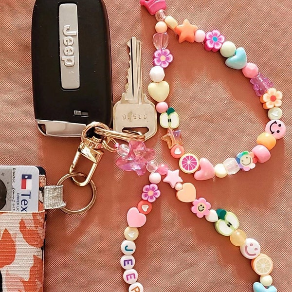 Custom Beaded Keychain Personalized Y2K Keychain Bag Charms Colorful ...