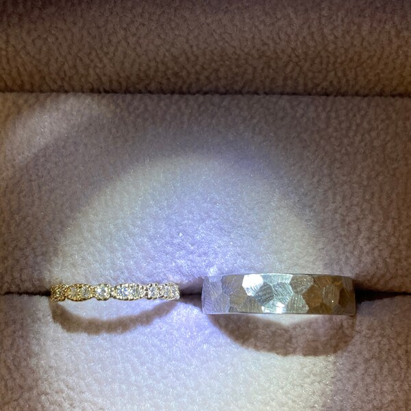 14K White Gold Celtic Wedding Rings Set With Diamonds - Handmade 14K ...