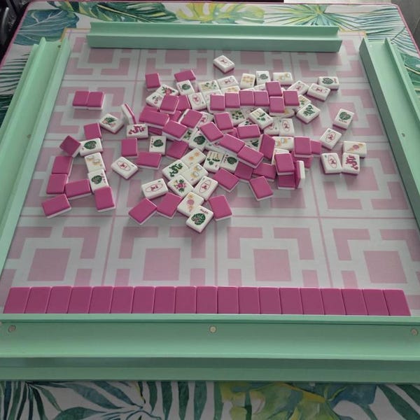 Pastel Chinoiserie Mahjong Mat, Garden Party Neoprene Mahjongg Mat ...