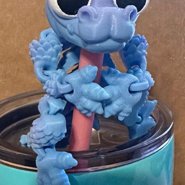 Mini Dragon Straw Topper: 3D Printed Fidget Toy for 10mm Straws - Etsy