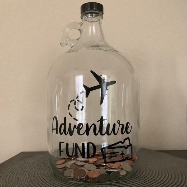 Adventure Fund Decal, Money Jar Decal, Saving Decal, Vacation Fund ...