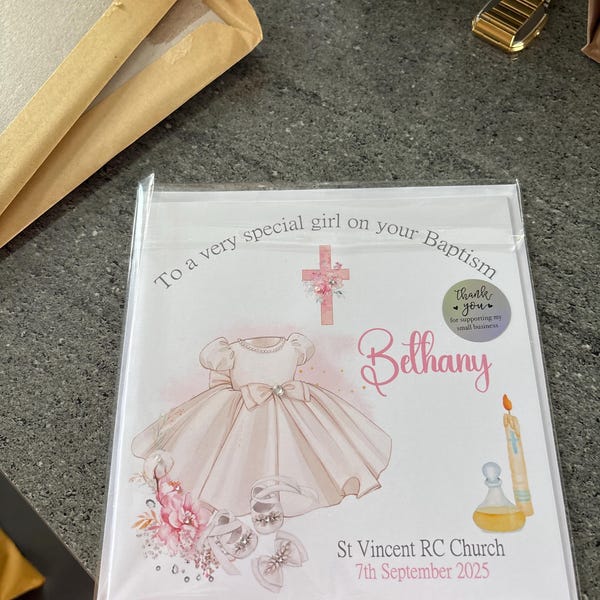Baptism Card; Baby Girl Baptism Card; Girl Christening Card ...