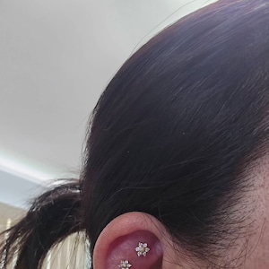 14k Solid Gold Dangle Stud Earring Dainty Charm Earring Tiny Hanging ...