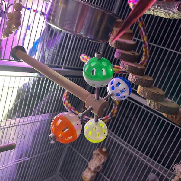 Perch Toy With Rotating Balls for Budgies, Budgerigars, Parakeets ...