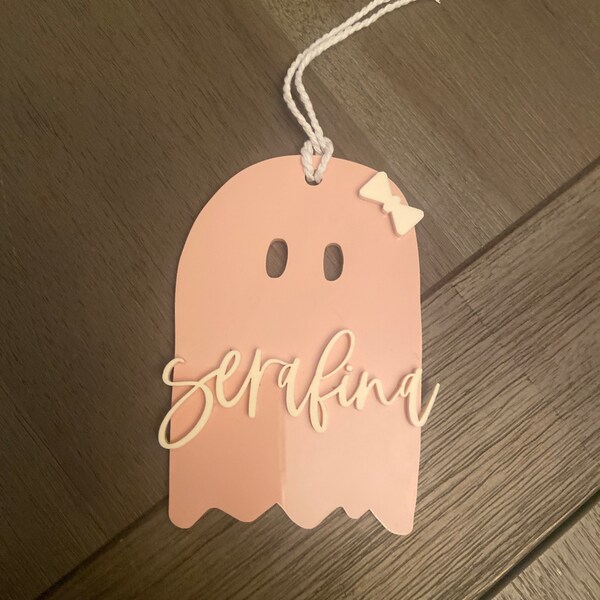 Personalized Name Ghost Tag, Halloween Gift Basket Gift Tag, Acrylic ...