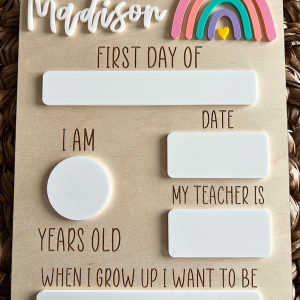 First Day of School Wooden Sign || Personalized Sign for First Day of ...