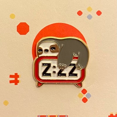 Sloth Alarm Enamel Pin Snooze Master Gift for Lazy People - Etsy