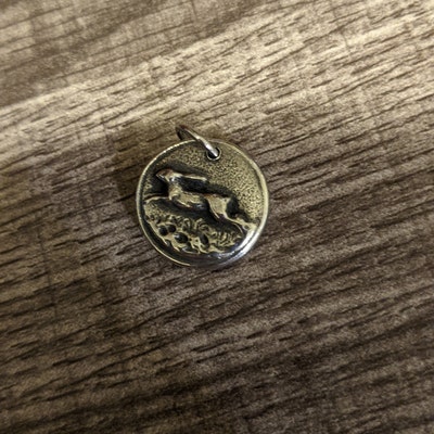 Running Rabbit Pendant, Bunny Charm, Rustic Jewelry, Handmade, Pewter ...