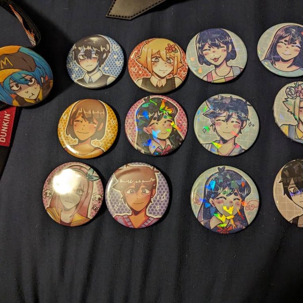 NEW- Holographic Omori Button Pins - Etsy