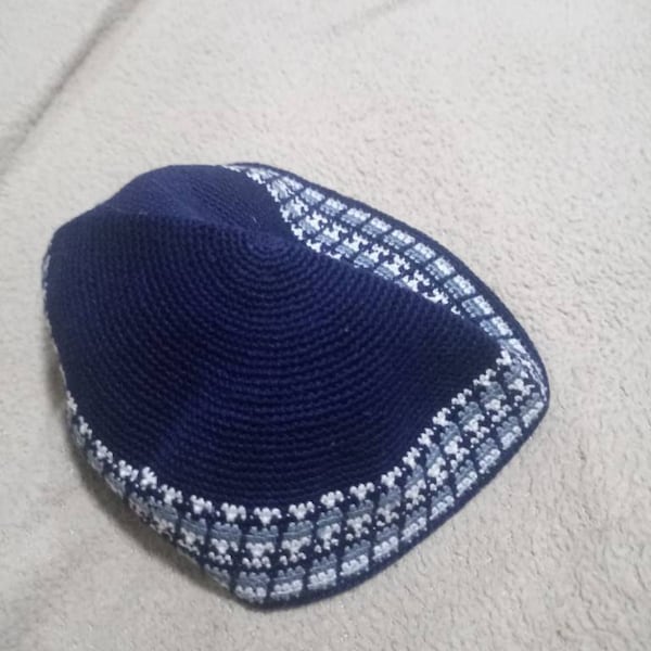 Knitted Kippah 14cm Super Patterns Design Jewish Hand Knit Yamakah ...